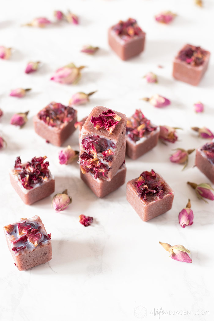 DIY Rose Sugar Scrub Cubes 3 Ways - A Life Adjacent